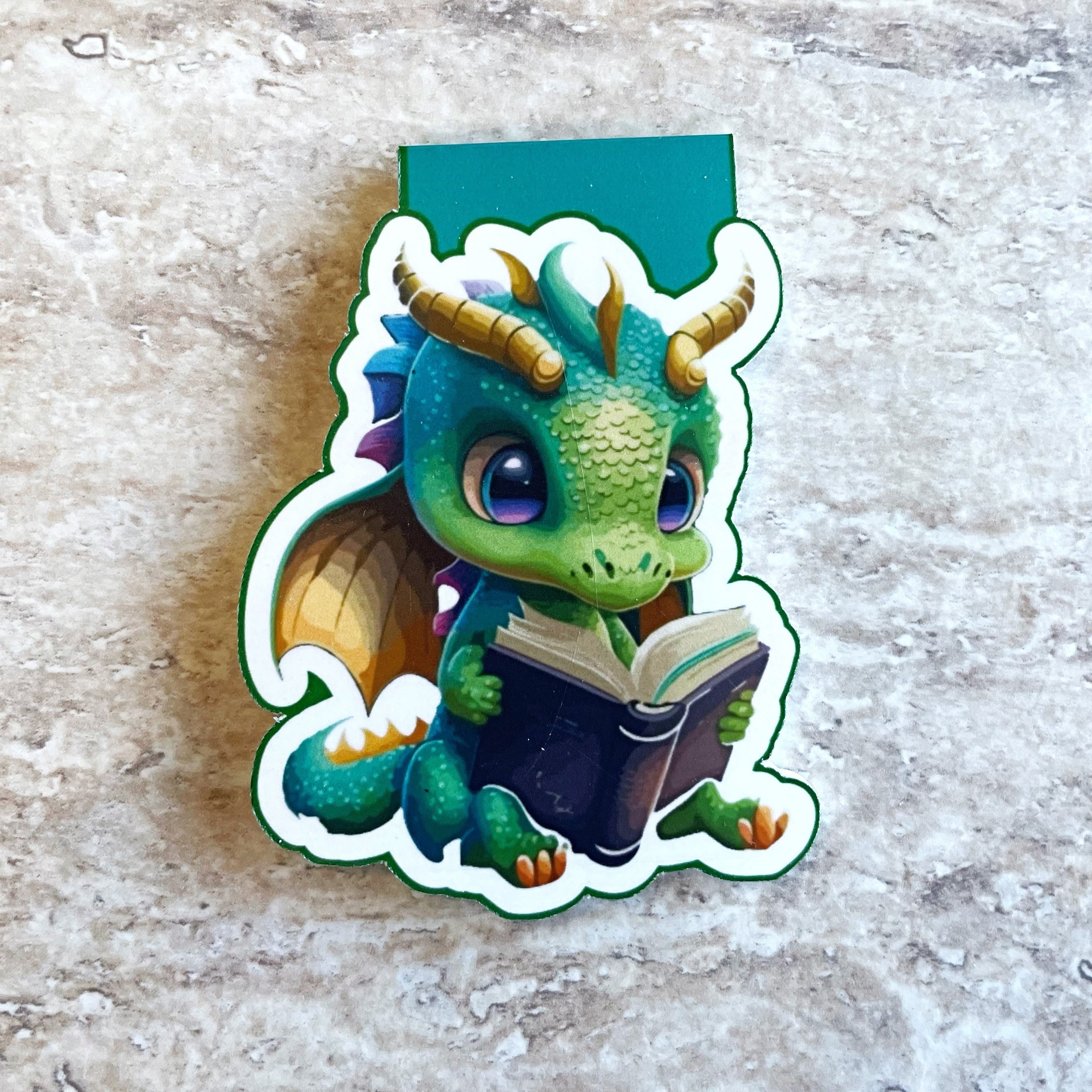 Kawaii Reading Dragon Magnetic Bookmark for Kids Readers Fantasy Book ...