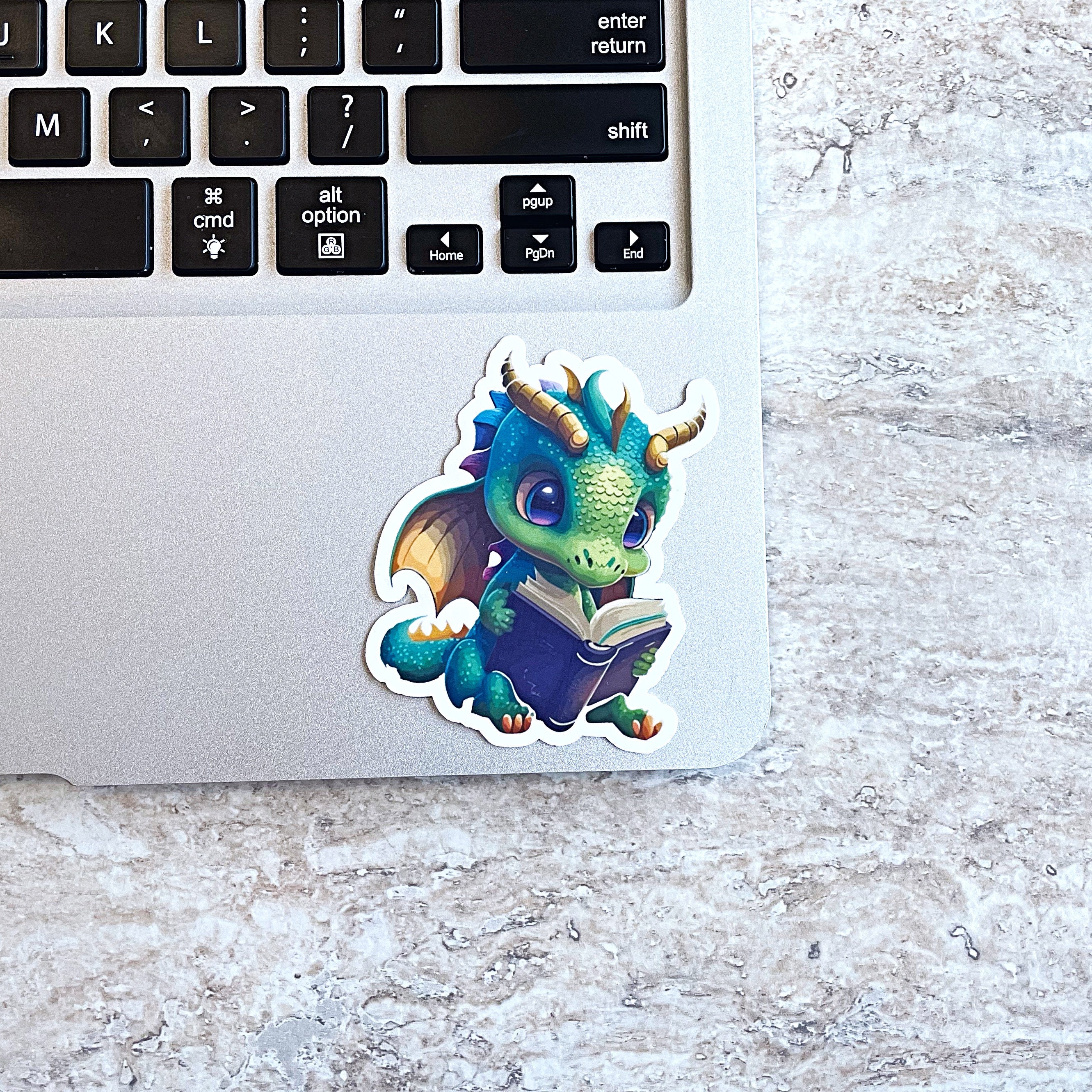Kawaii Reading Dragon Sticker Cute Dragon Sticker for Fantasy Book ...