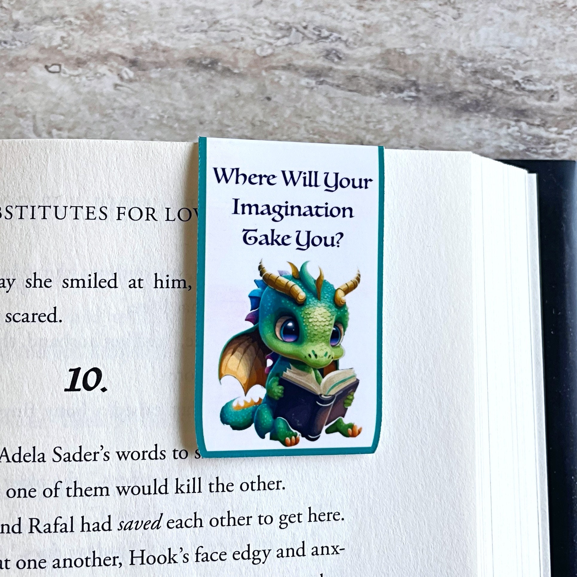 Kawaii Reading Dragon Magnetic Bookmark for Kids Readers Fantasy Book ...