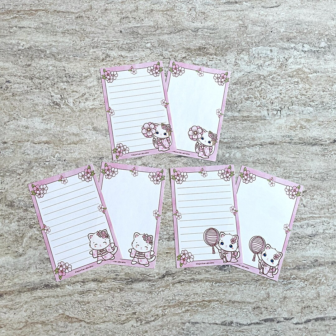 4x6 Notepad Sakura Cherry Blossom Kitten Spring Notepad for Note Taking ...