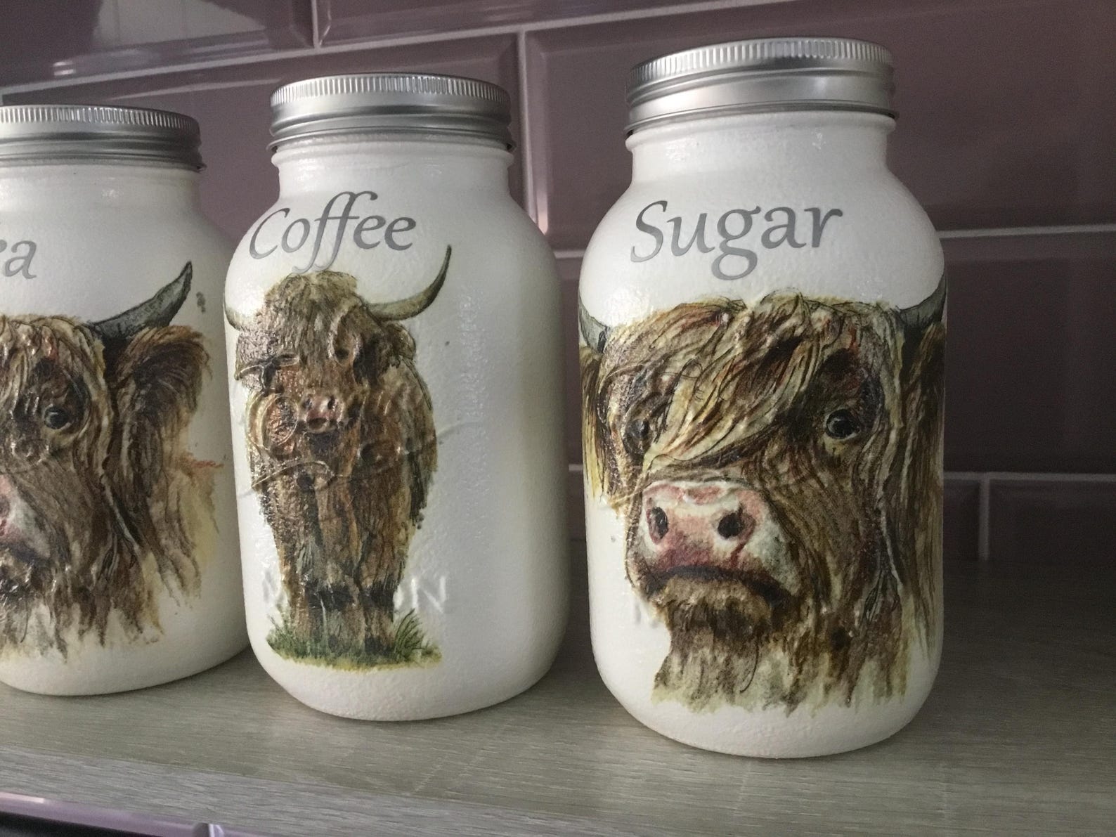 Highland Cow Kitchen Canisters, Tea, Coffee, Sugar Jars, Mason Jars ...