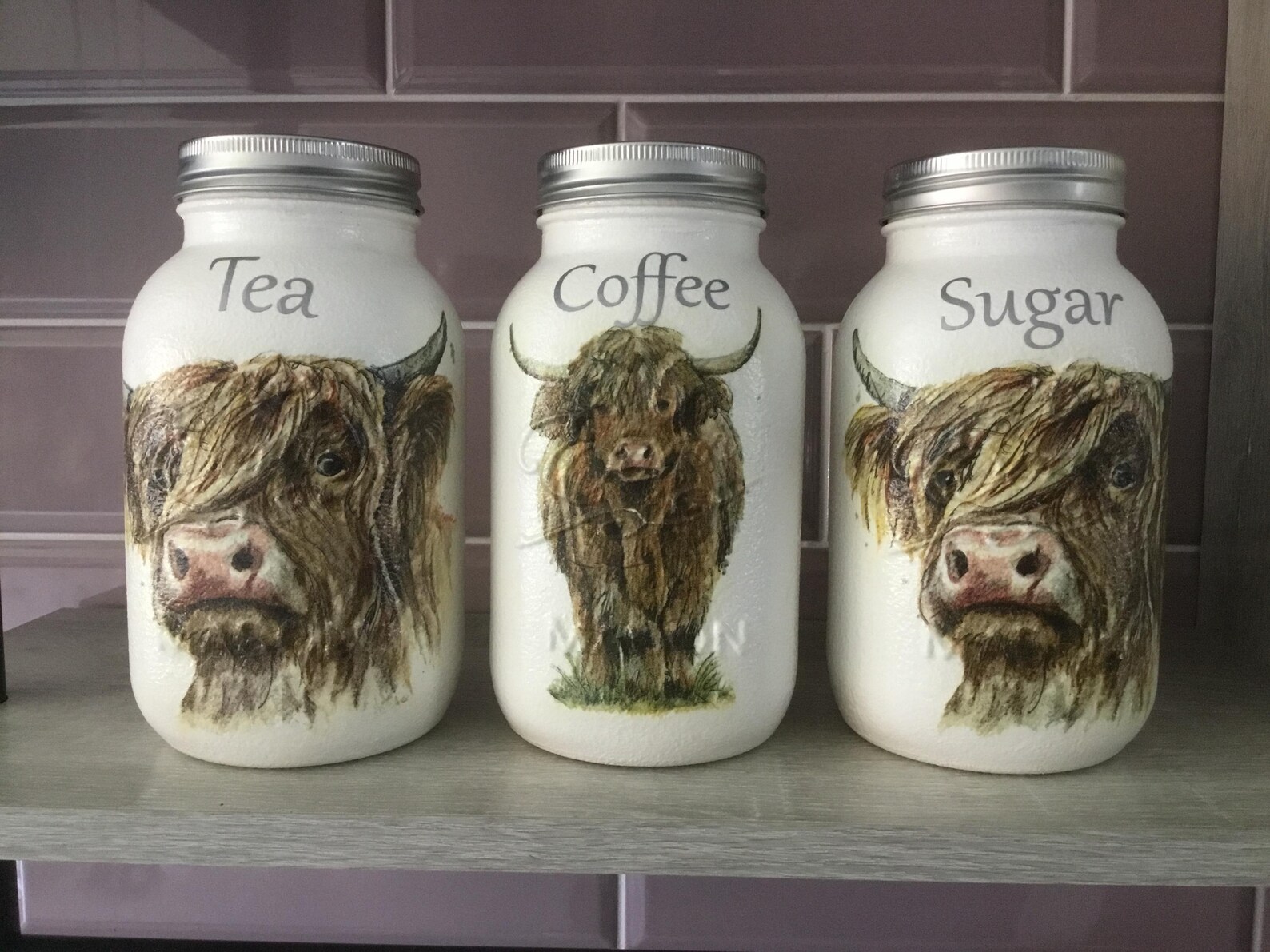 Highland Cow Kitchen Canisters, Tea, Coffee, Sugar Jars, Mason Jars ...