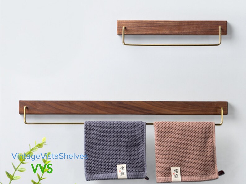 Retro Elegance: A Floating Wood Rack, Featuring a Black Walnut Wood ...