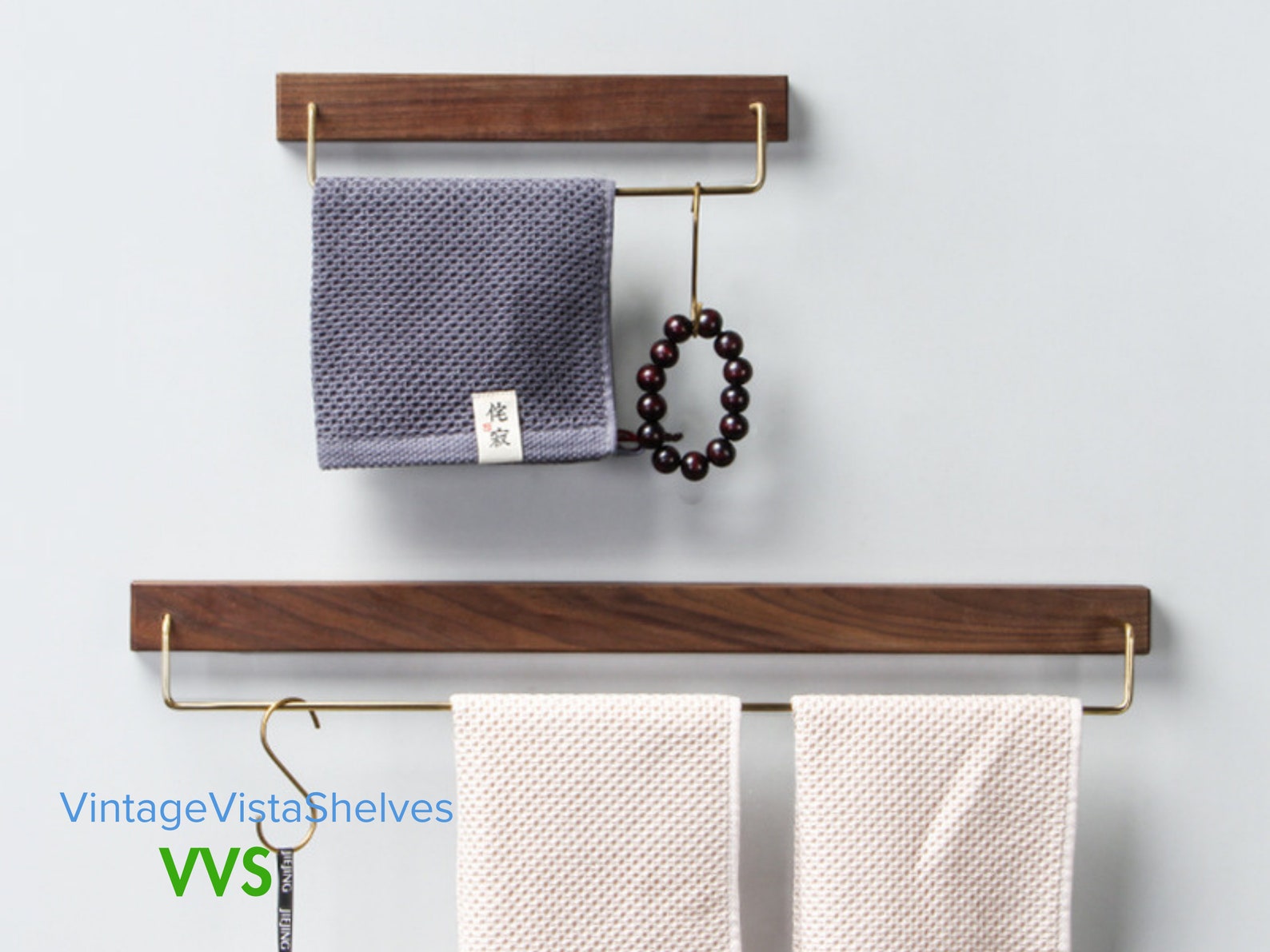 Retro Elegance: A Floating Wood Rack, Featuring a Black Walnut Wood ...