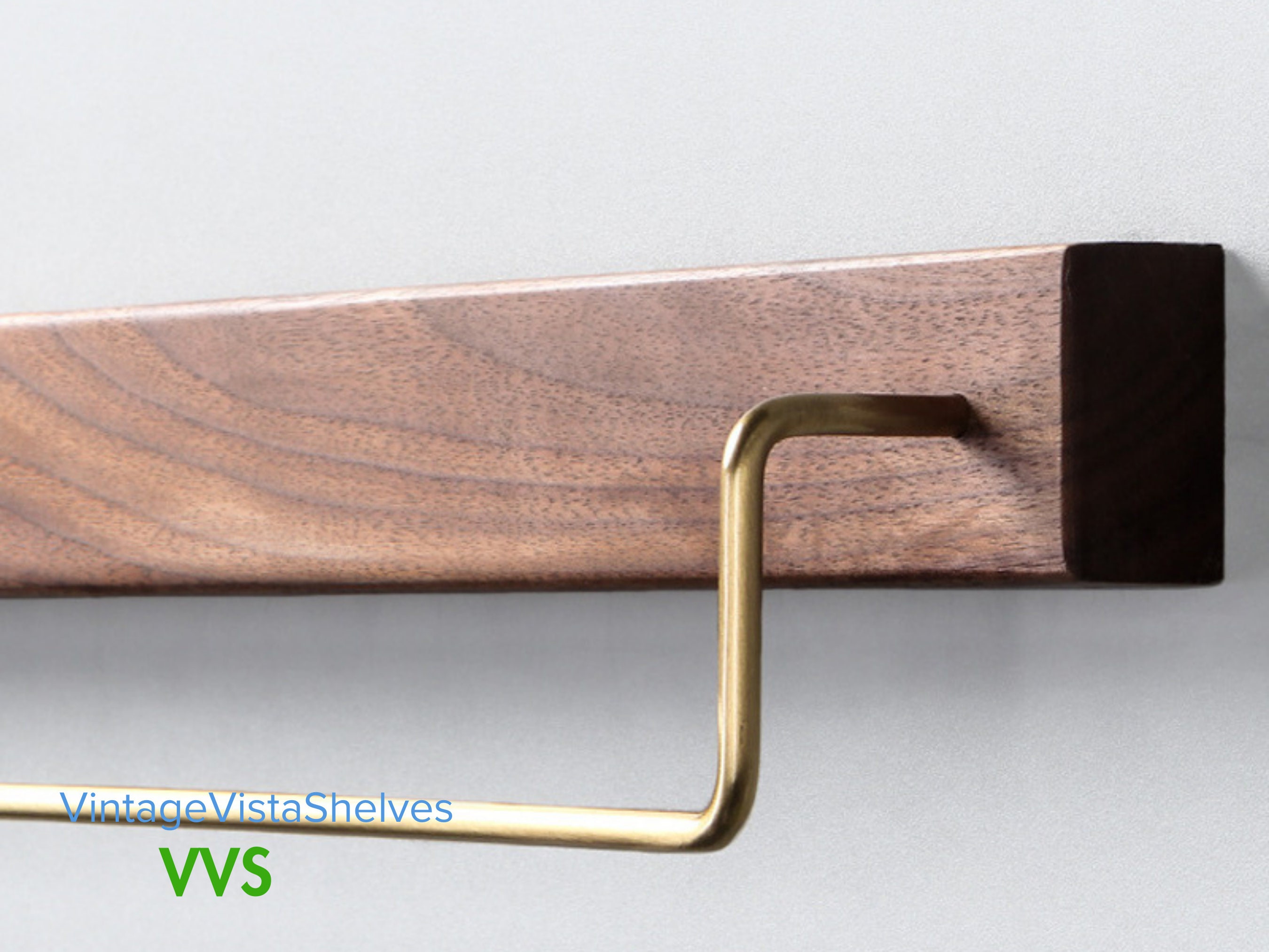 Retro Elegance: A Floating Wood Rack, Featuring a Black Walnut Wood ...