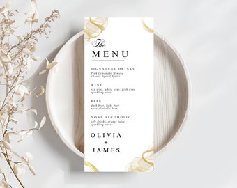 Three Types Modern Script Minimalist Wedding Menu Template Printable ...