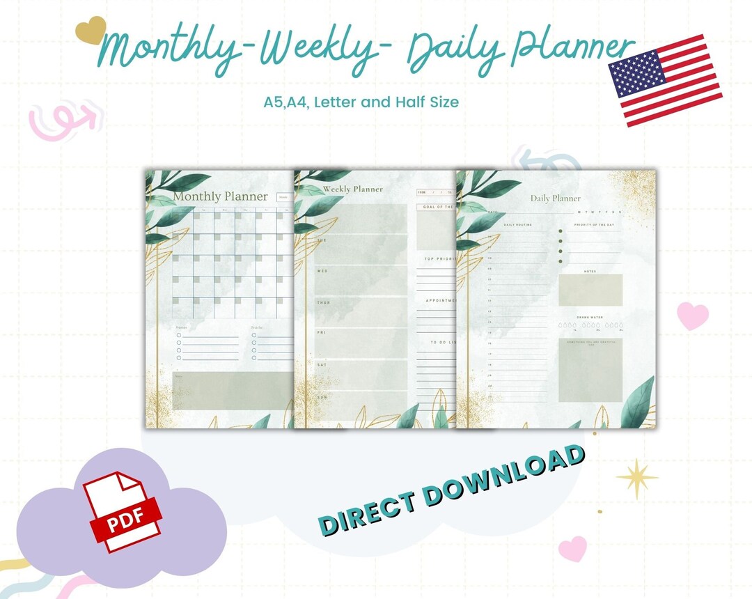 Daily Weekly Monthly Planner Daily Planner Weekly Planner Monthly ...