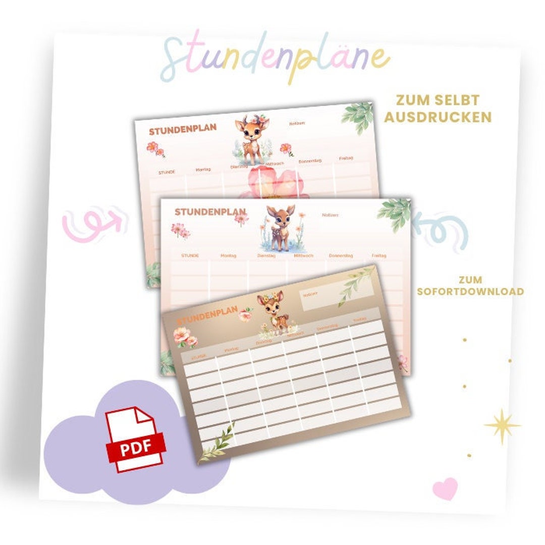 4x Timetable deer to Print Timetables to Download Primary School 7 ...