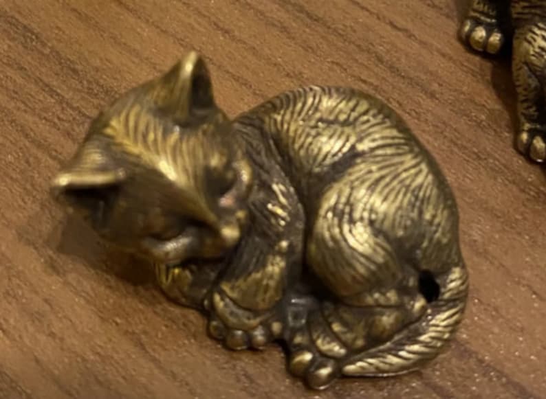 Brass Cute Cats Figurine Gift Figurine Desk Accessory Cats Figure Desks ...