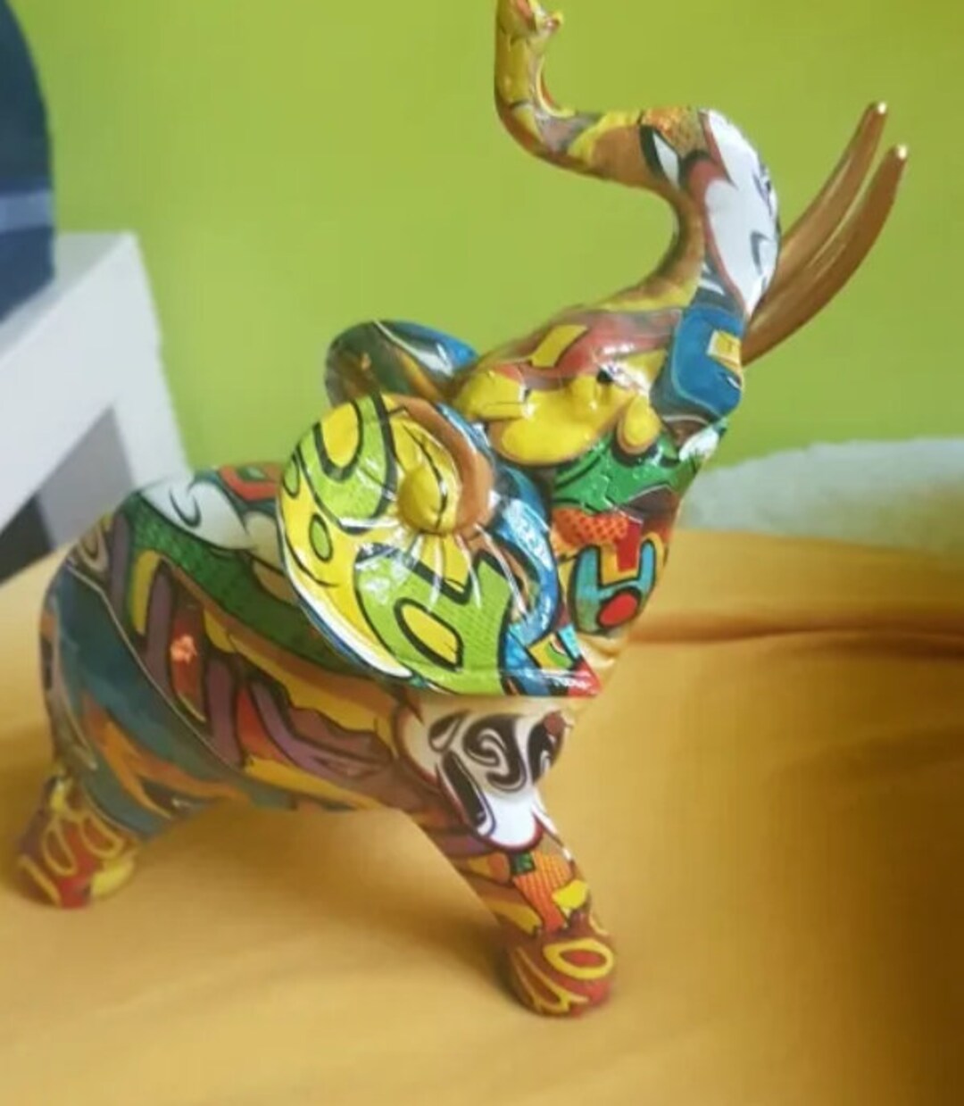 Resin Graffiti Elephant Figurines Interior Home Desktop Decoration Gift ...