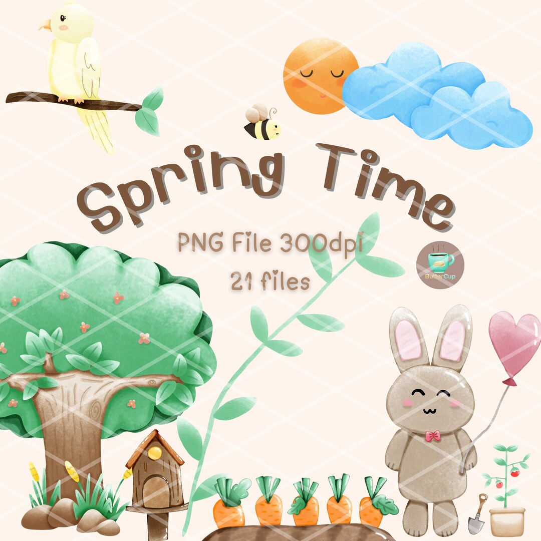 Spring Clipart, Garden Clipart, Happy Spring Clipart - Etsy