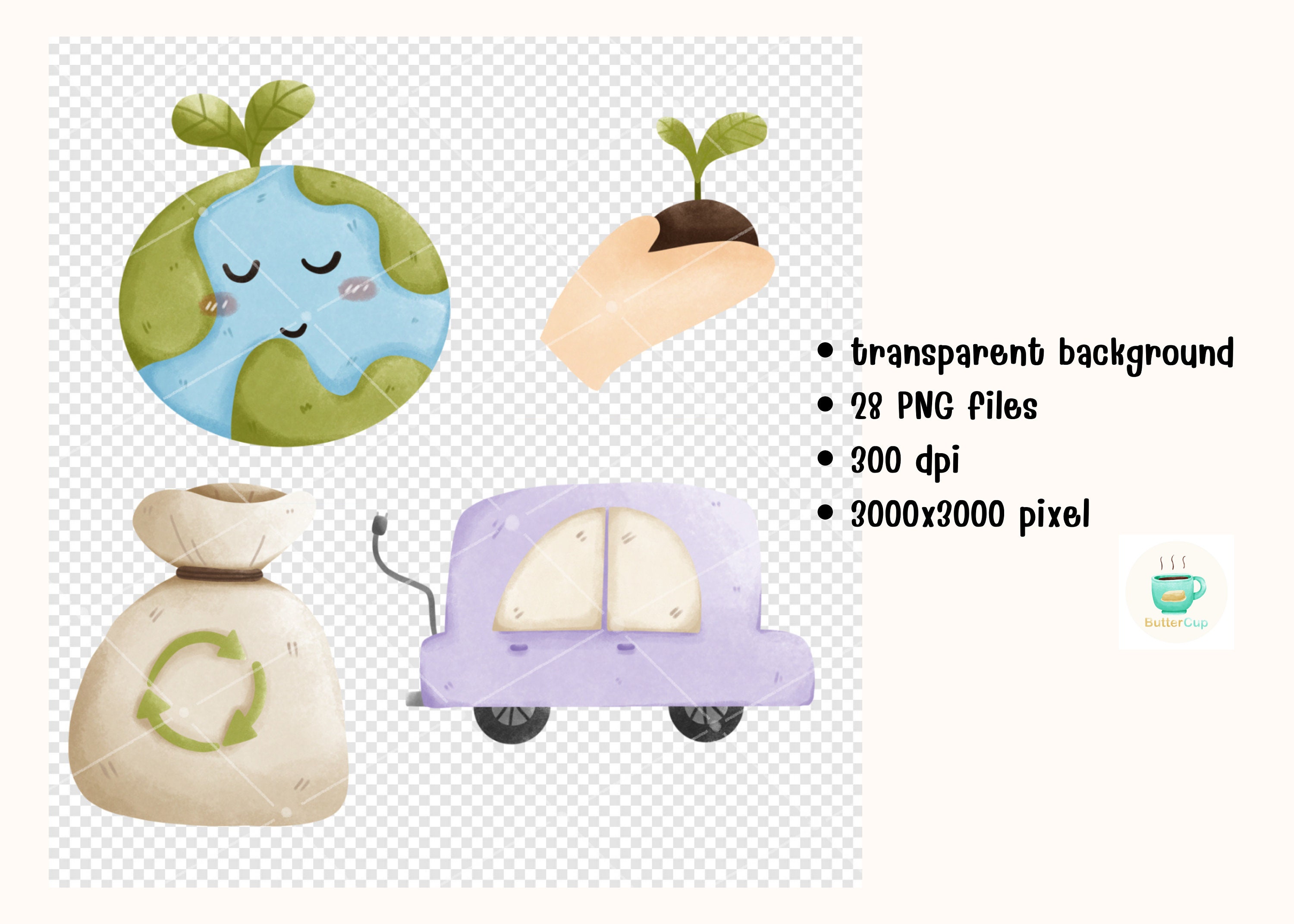 Lovely Earth Day Clipart, Printable Png Files, Lovely Clipart ...