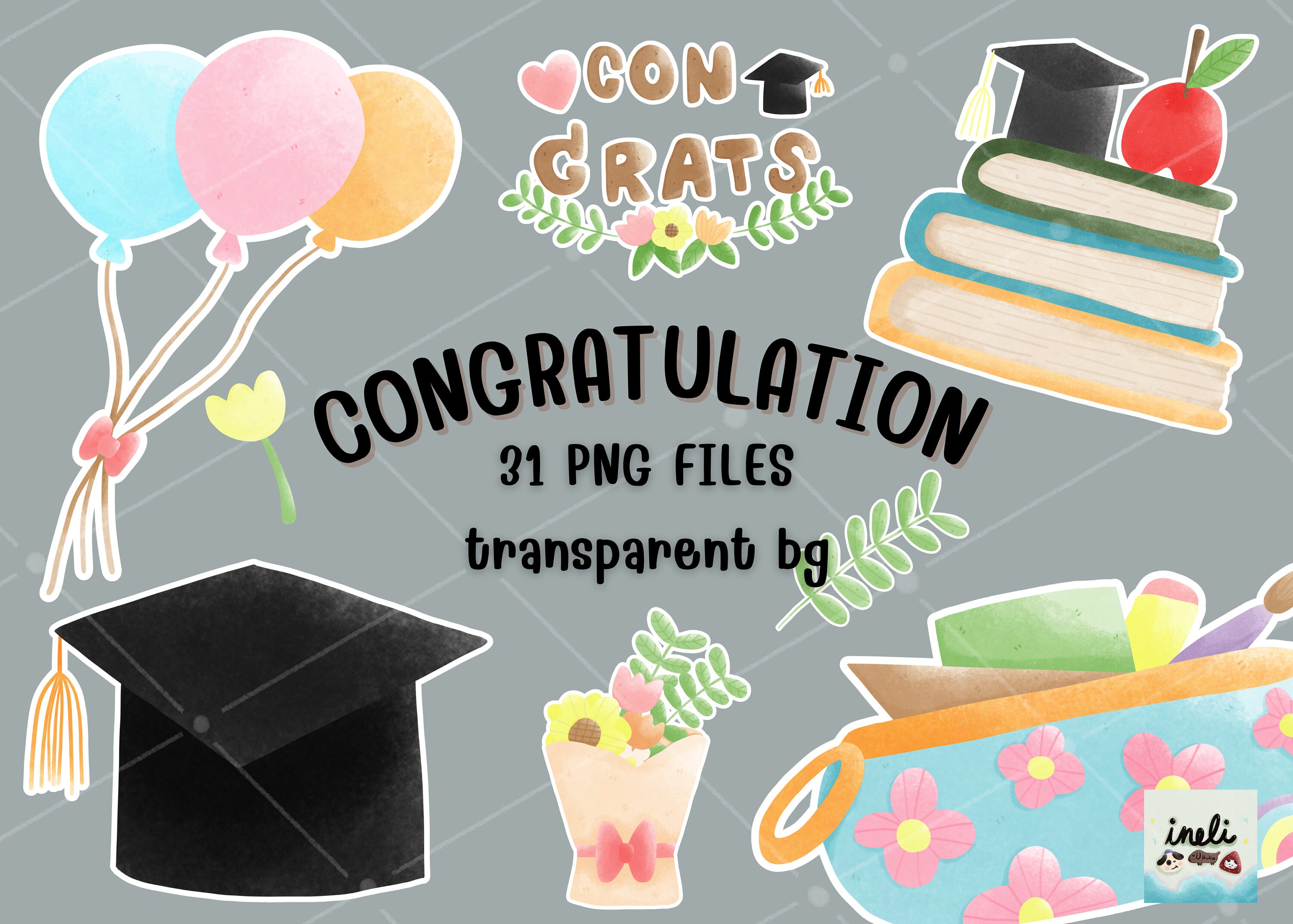 Congratulations Clipart, Congratulation Card, Instant Download, Hand ...
