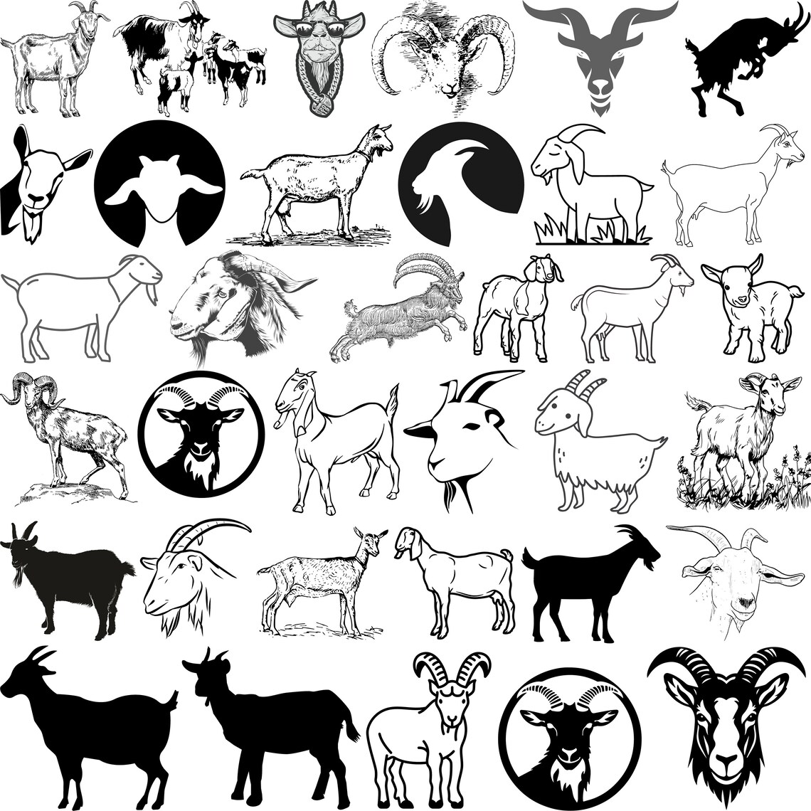 Goat Svg Bundle, Cute Animal Svg, Goat Clipart, Farm Animals Svg, Goats ...