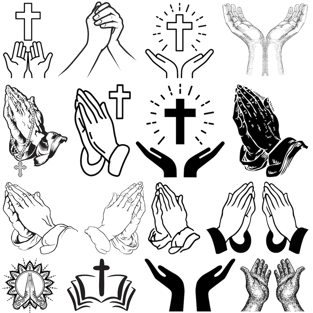 PRAYING HANDS SVG, Praying Hands Cut Files Cricut, Hands Rosary Svg ...