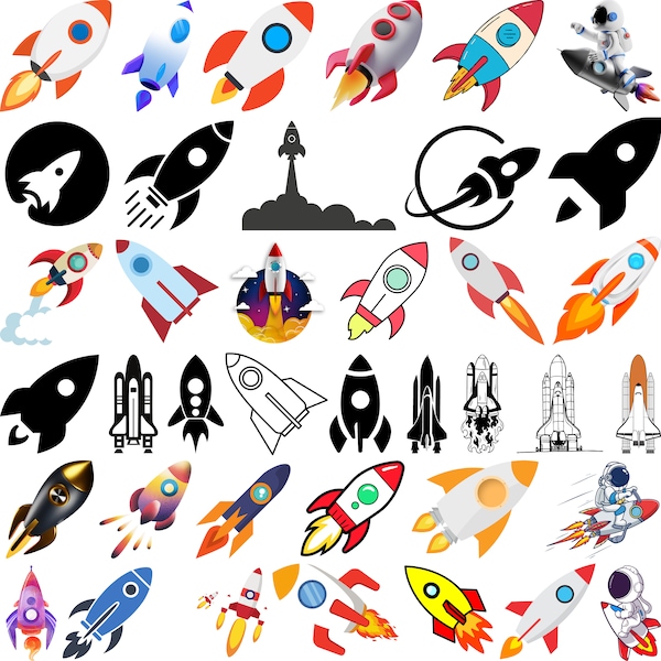 Rocket Ship Clipart - Etsy