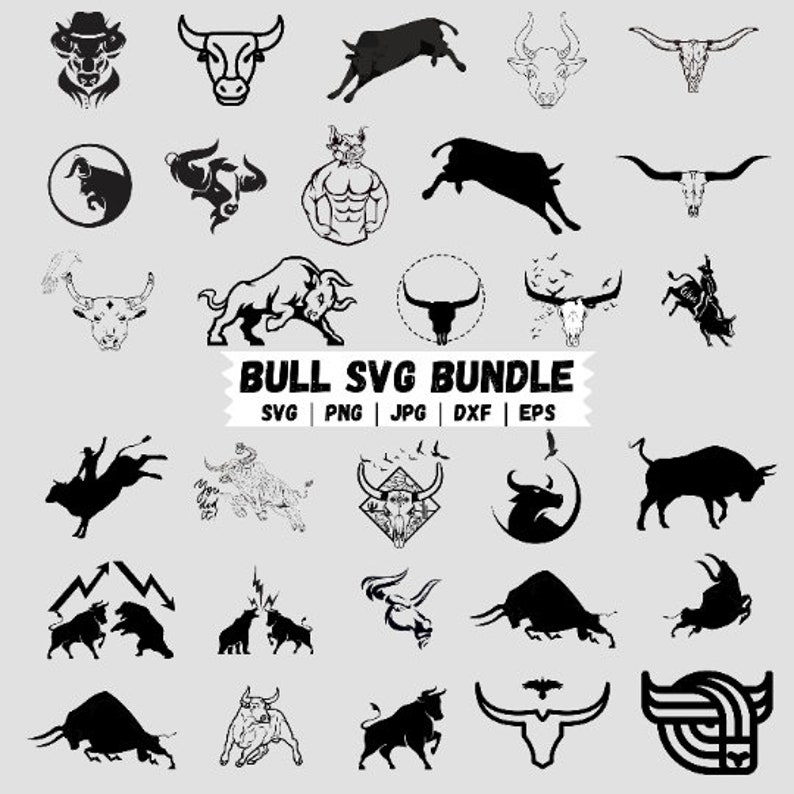 Bull SVG Bundle, Bull Cut Files for Cricut, Bull Silhouette, Farm ...