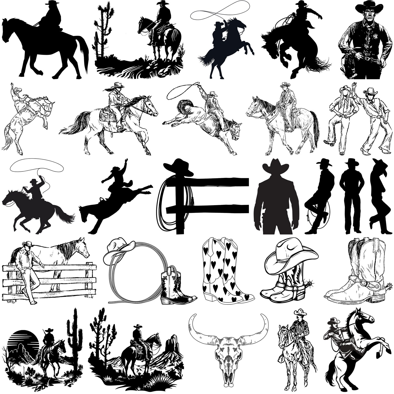 Cowboy Svg Bundle, Cowboy Silhouette, Cowboy Boots Svg, Western Svg ...