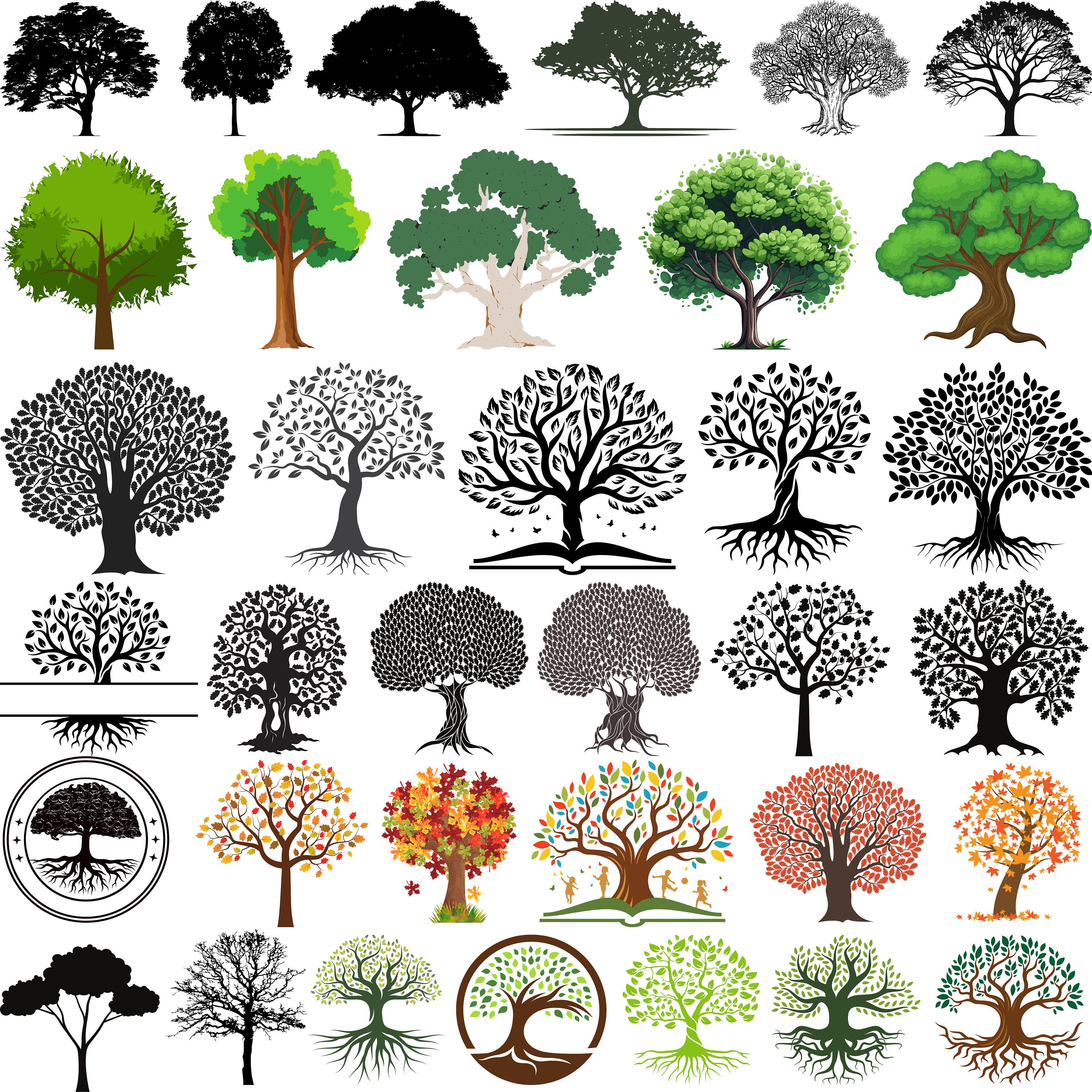 Oak Tree Svg, Oak Tree Clipart, Tree Svg,family Tree Svg Bundle, Tree ...