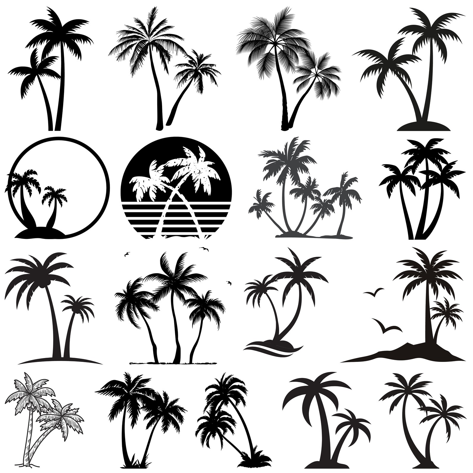 Palm Tree SVG Bundle, Palm Tree Clipart, Palm Tree Silhouette, Palm ...
