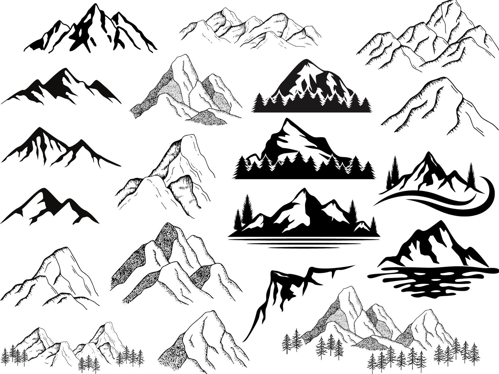 Beautiful Mountain Svg Bundle,best and High Quality Mountain Clipart ...