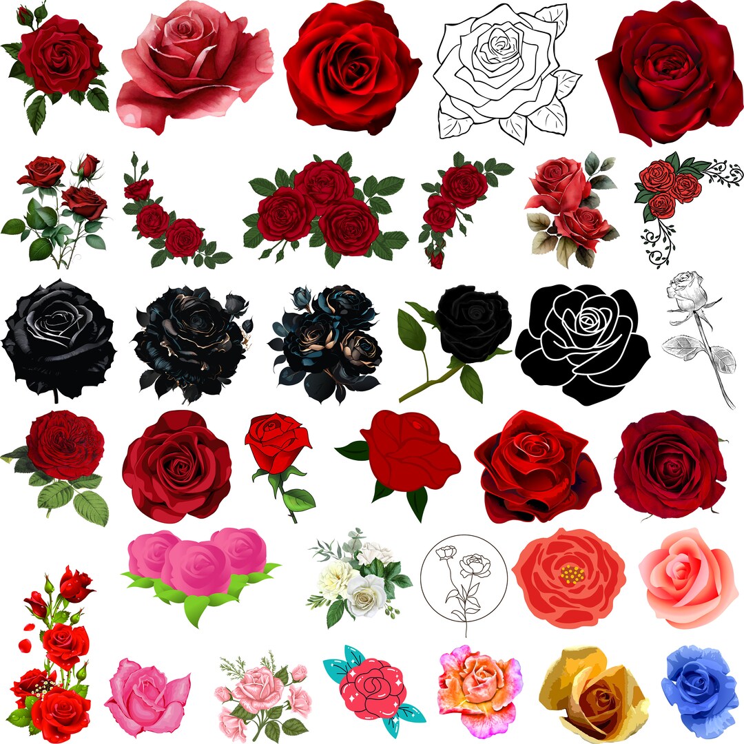 ROSE SVG Bundle, ROSES Svg Bundle, Rose Clipart Bundle, Rose Svg Cut ...