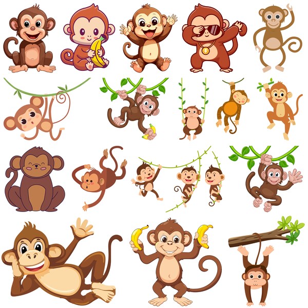 Monkey Clipart - Etsy