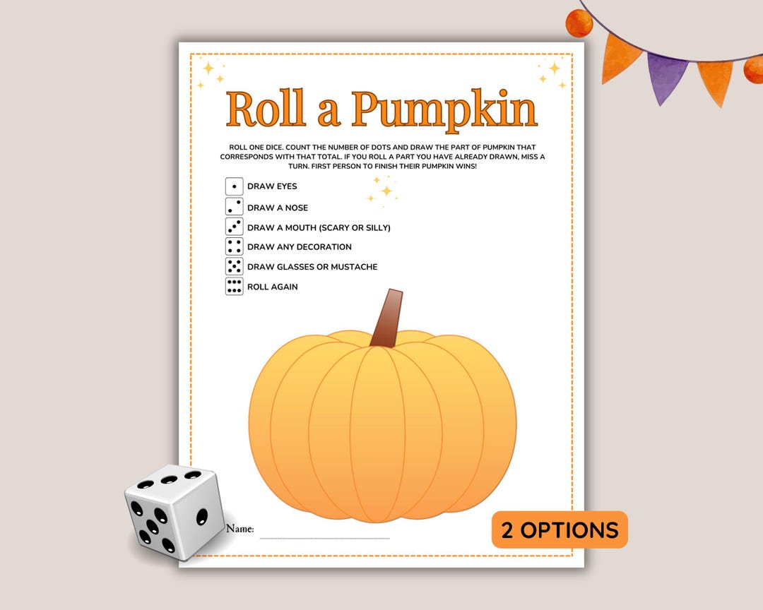 Halloween Roll a Pumpkin Dice Game, Printable Party Activity, Holiday ...