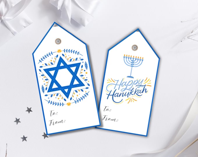 Editable Hanukkah Tags, Hanukkah Gift, Hanukkah Favor Tags, Hanukkah ...