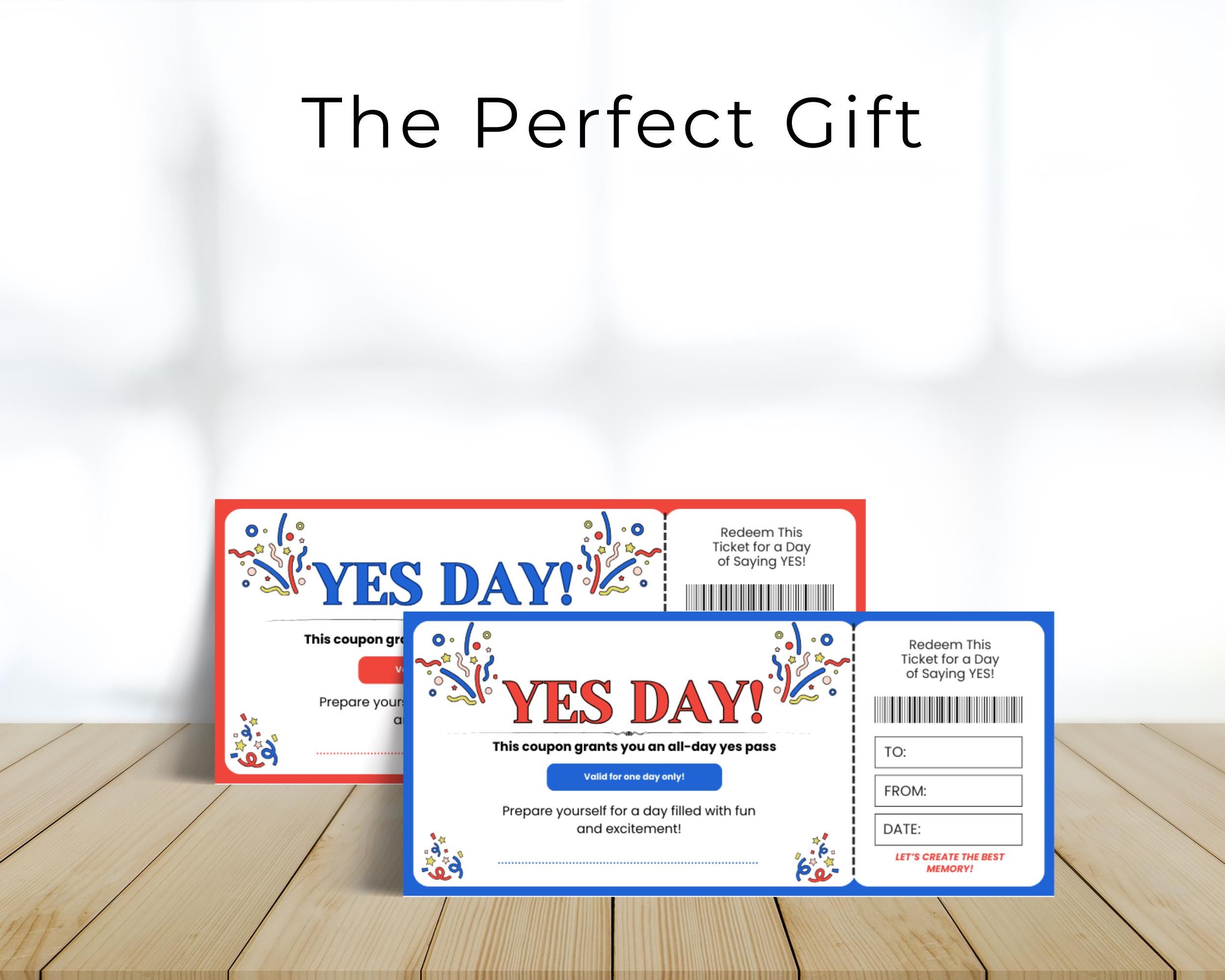 Yes Day Ticket Printable, Fun Day Ticket, Yes Day Voucher, Yes Day ...