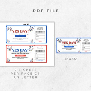 Yes Day Ticket Printable, Fun Day Ticket, Yes Day Voucher, Yes Day ...