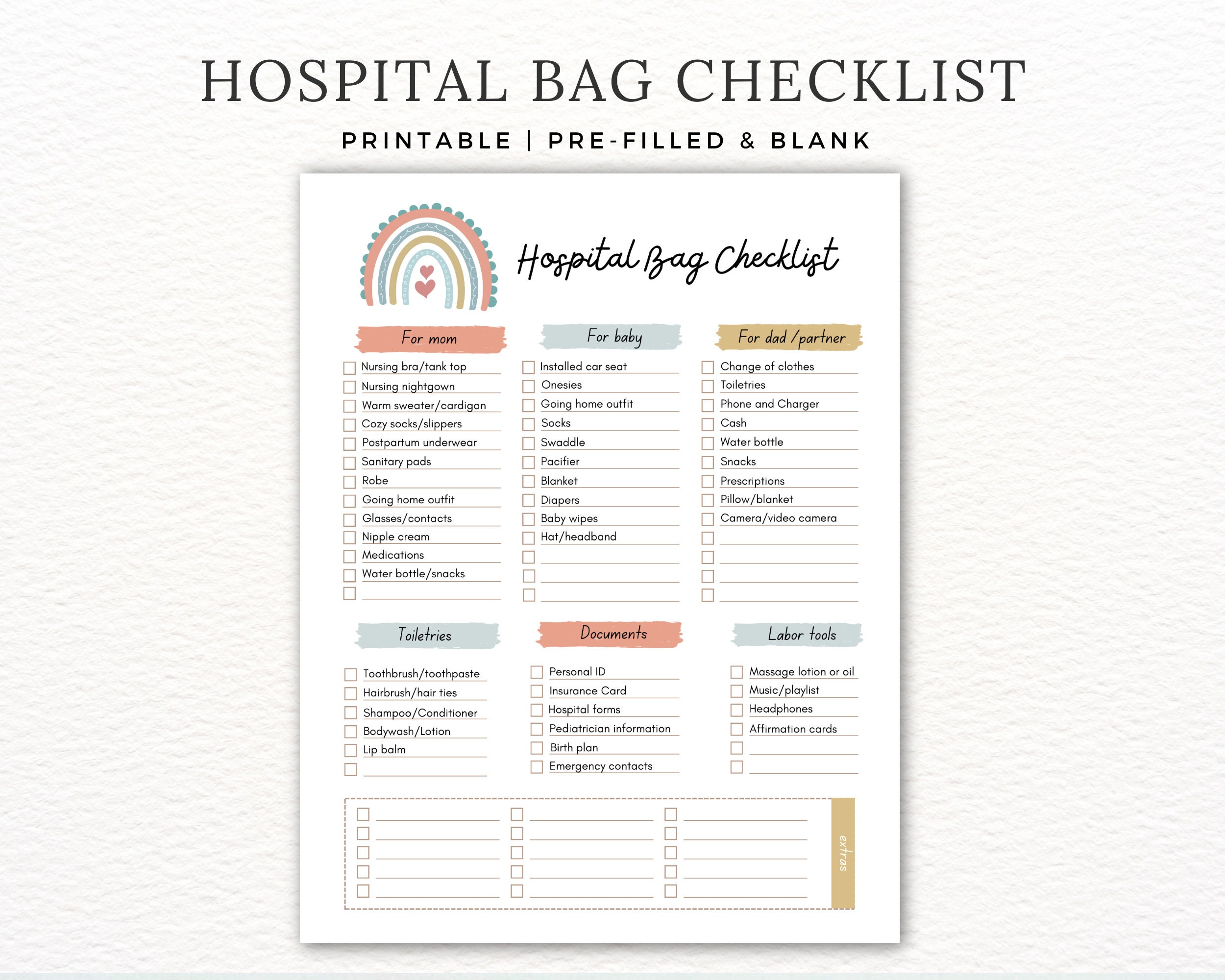 Hospital Bag Checklist for Labor and Delivery, Maternity Bag Checklist ...