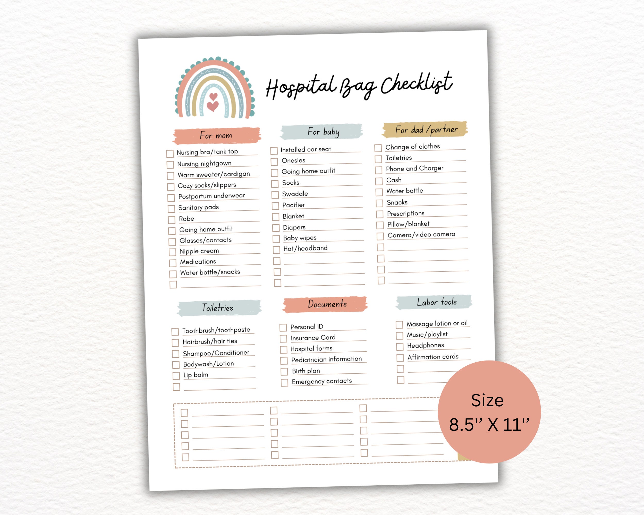 Hospital Bag Checklist for Labor and Delivery, Maternity Bag Checklist ...