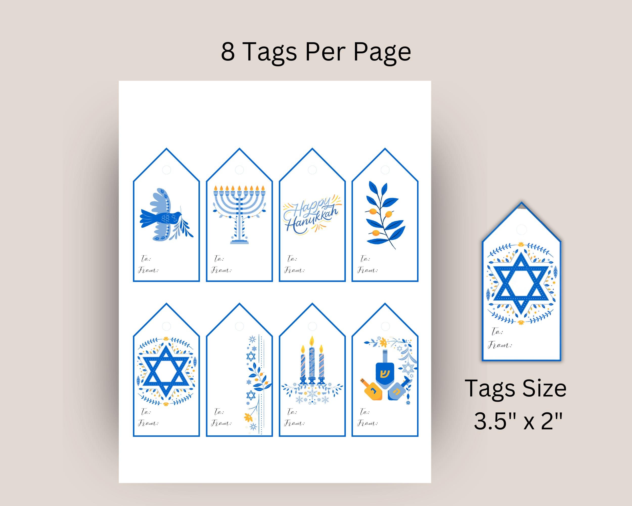 Happy Hanukkah Gift Tags Printable, Favor Tags, Hanukkah Gift Labels ...