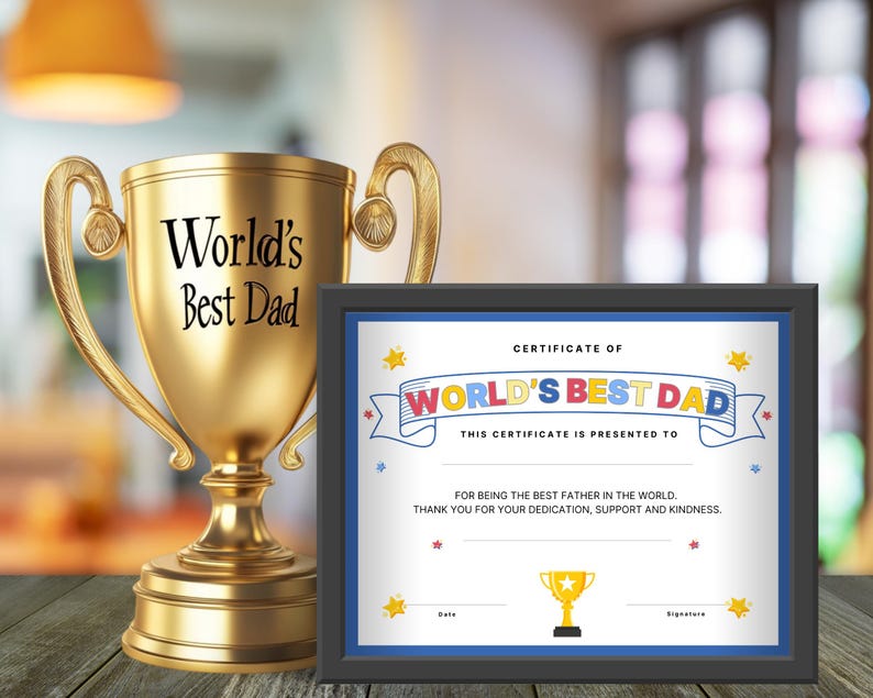 World's Best Dad Certificate, Father's Day Printable Certificate ...