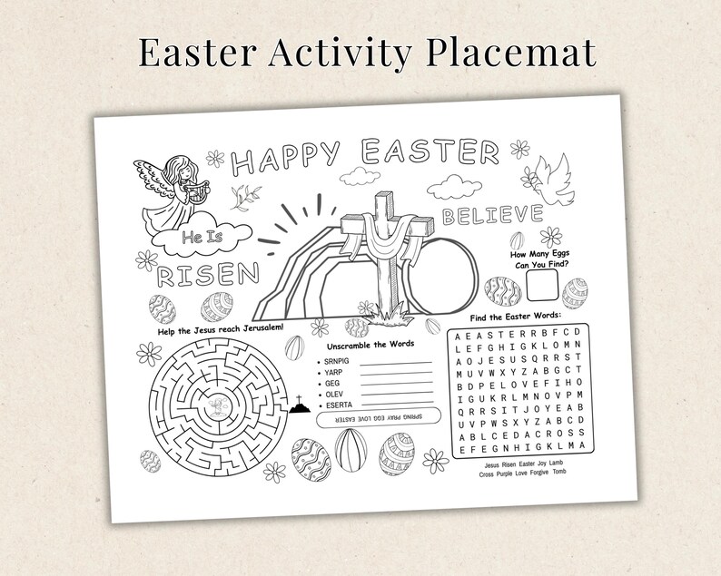 Holy Week Printable Easter Activity Placemat, Bible Story Activity ...