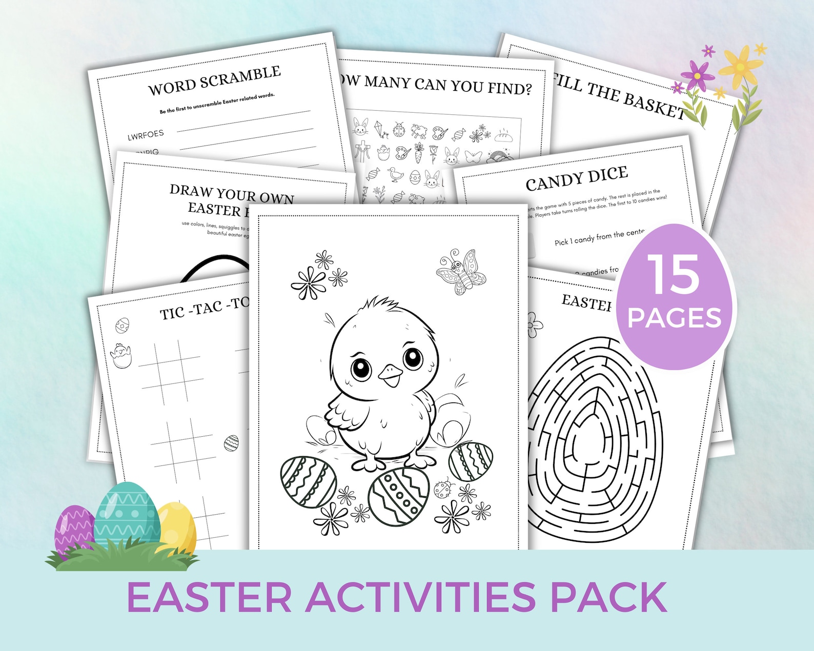 Easter Activity Pack, Kids Games Bundle, Word Search, Coloring Pages ...