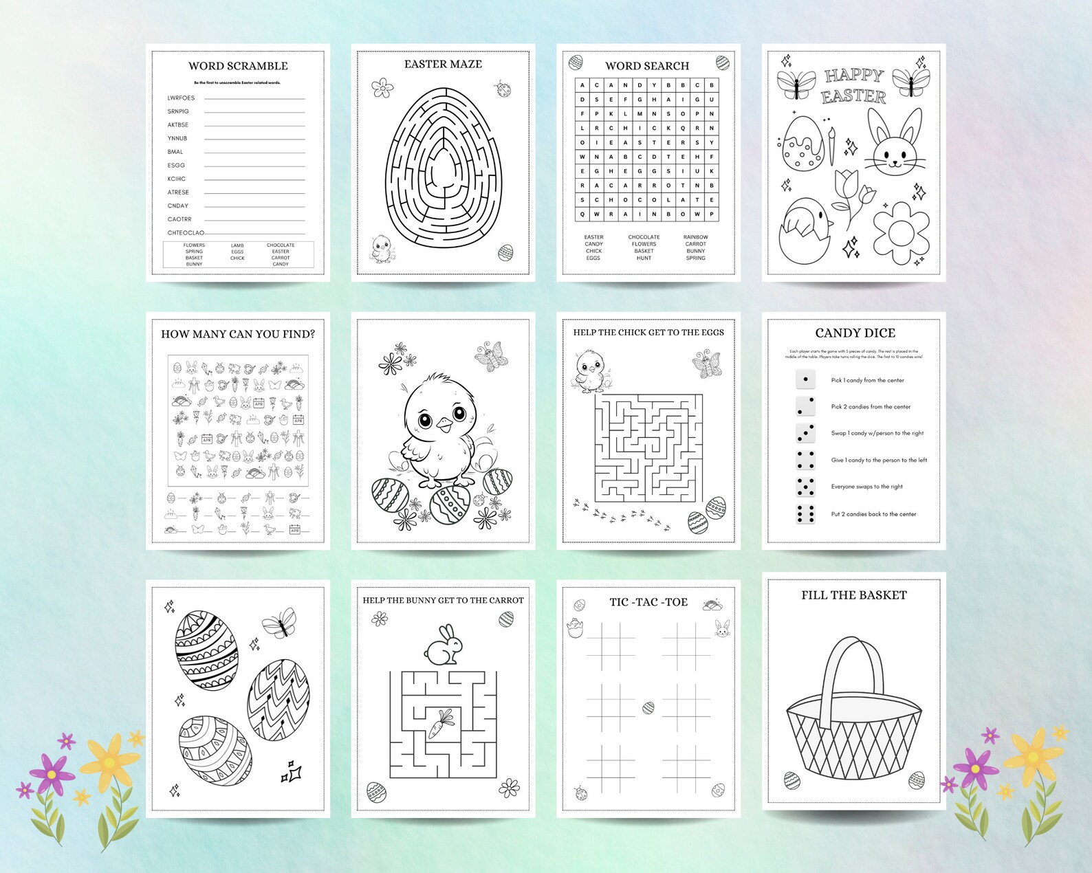 Easter Activity Pack, Kids Games Bundle, Word Search, Coloring Pages ...