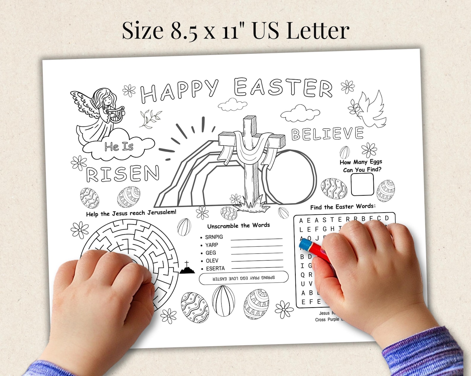 Holy Week Printable Easter Activity Placemat, Bible Story Activity ...