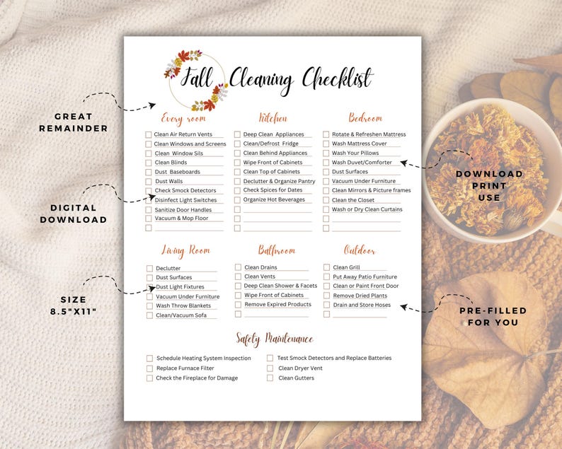 Fall Cleaning Checklist, Deep Cleaning List, House Cleaning by Rooms ...