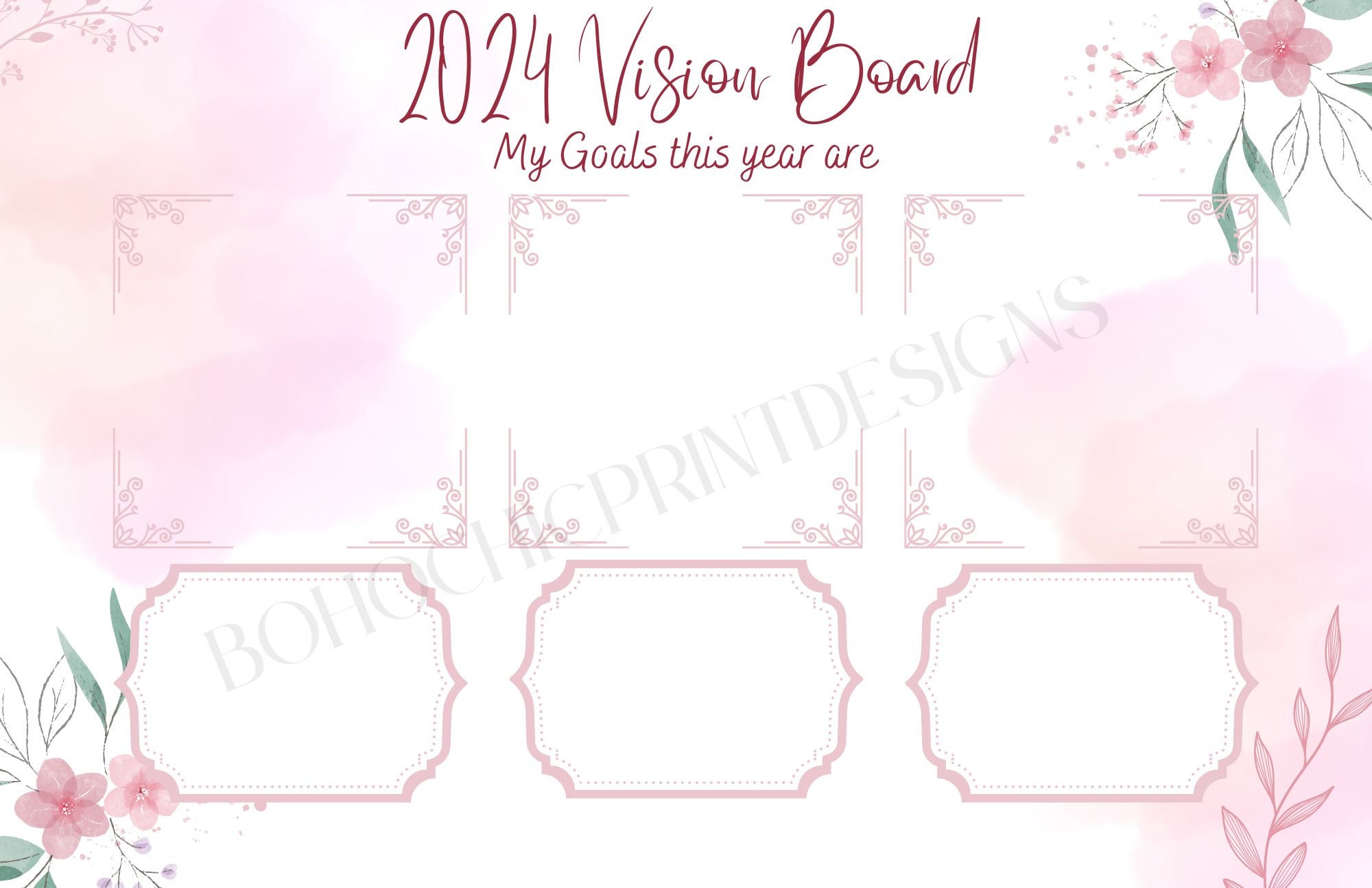 2024 Printable or Digital 11x17 Vision Board Multiple Templates ...