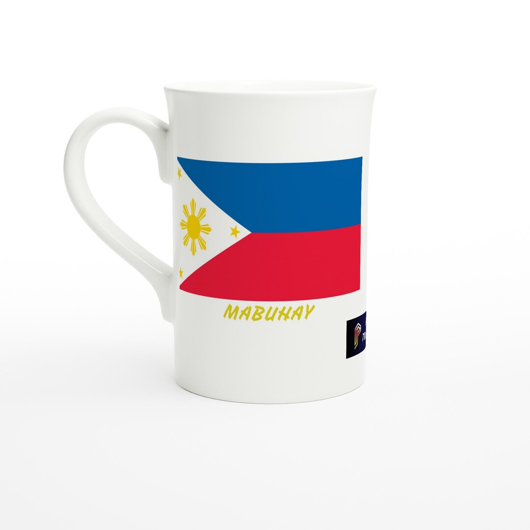 Philippine Flag Mabuhay on White 10oz Slim Porcelain Mug - Etsy