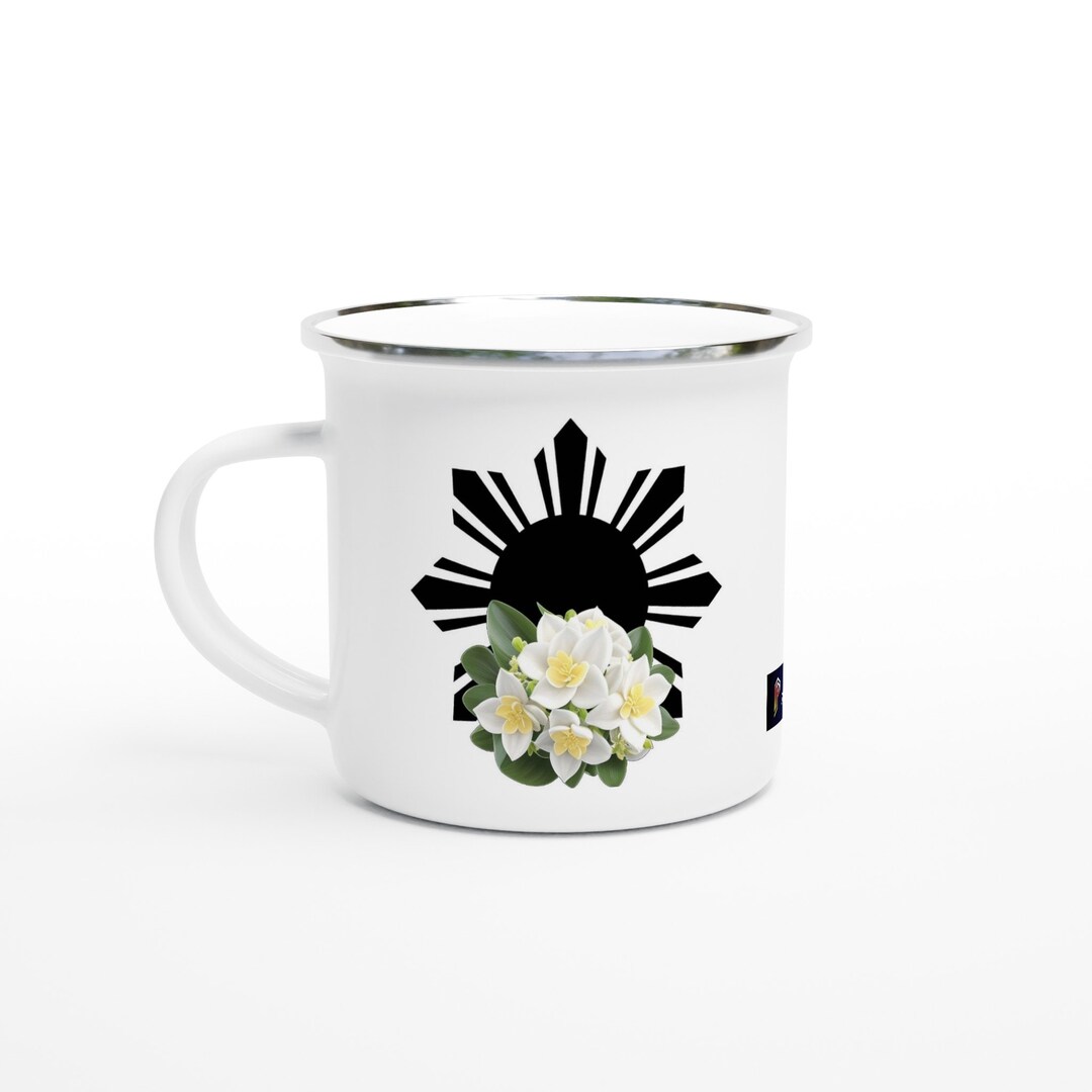 Philippine Sun and Sampaguita on White 12oz Enamel Mug - Etsy