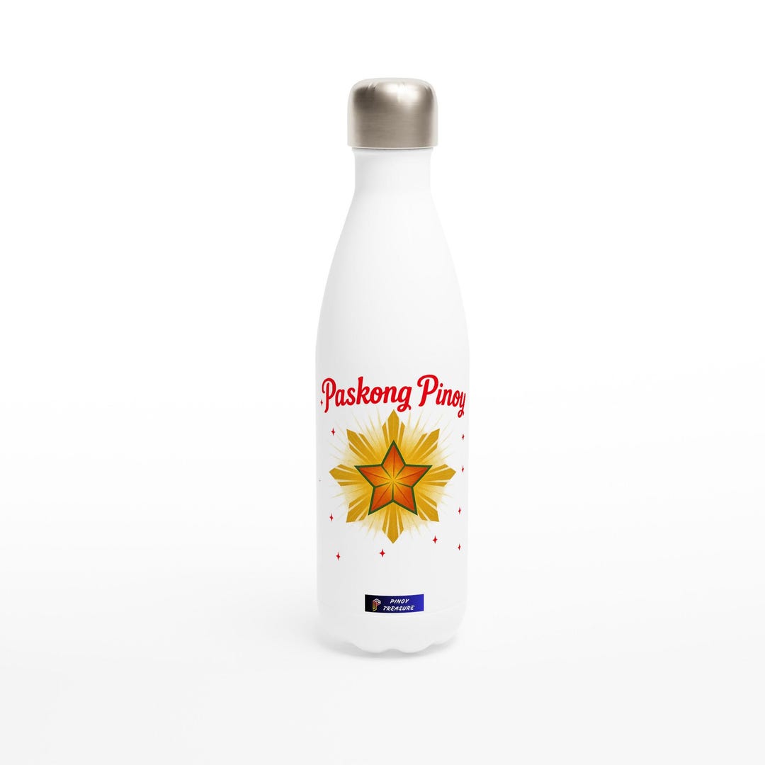Paskong Pinoy on White 17oz Stainless Steel Water Bottle - Etsy