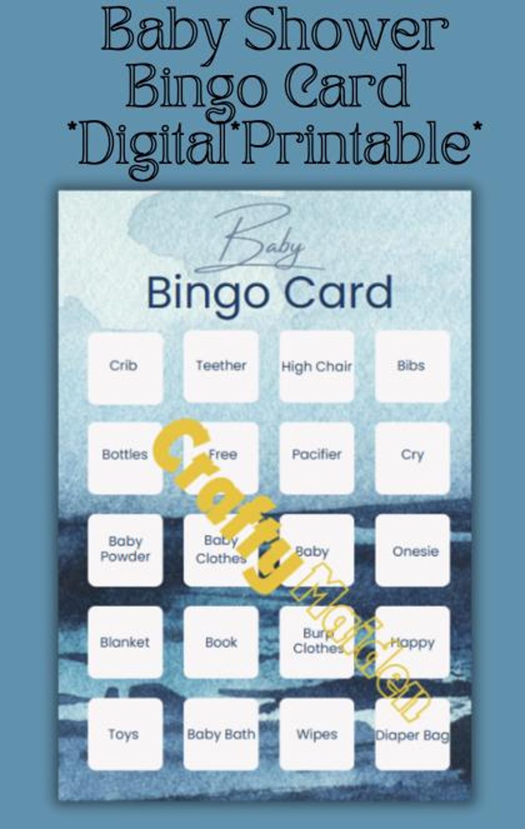 Baby Shower Bingo Card - Ocean Blue * Digital Printable* - Etsy