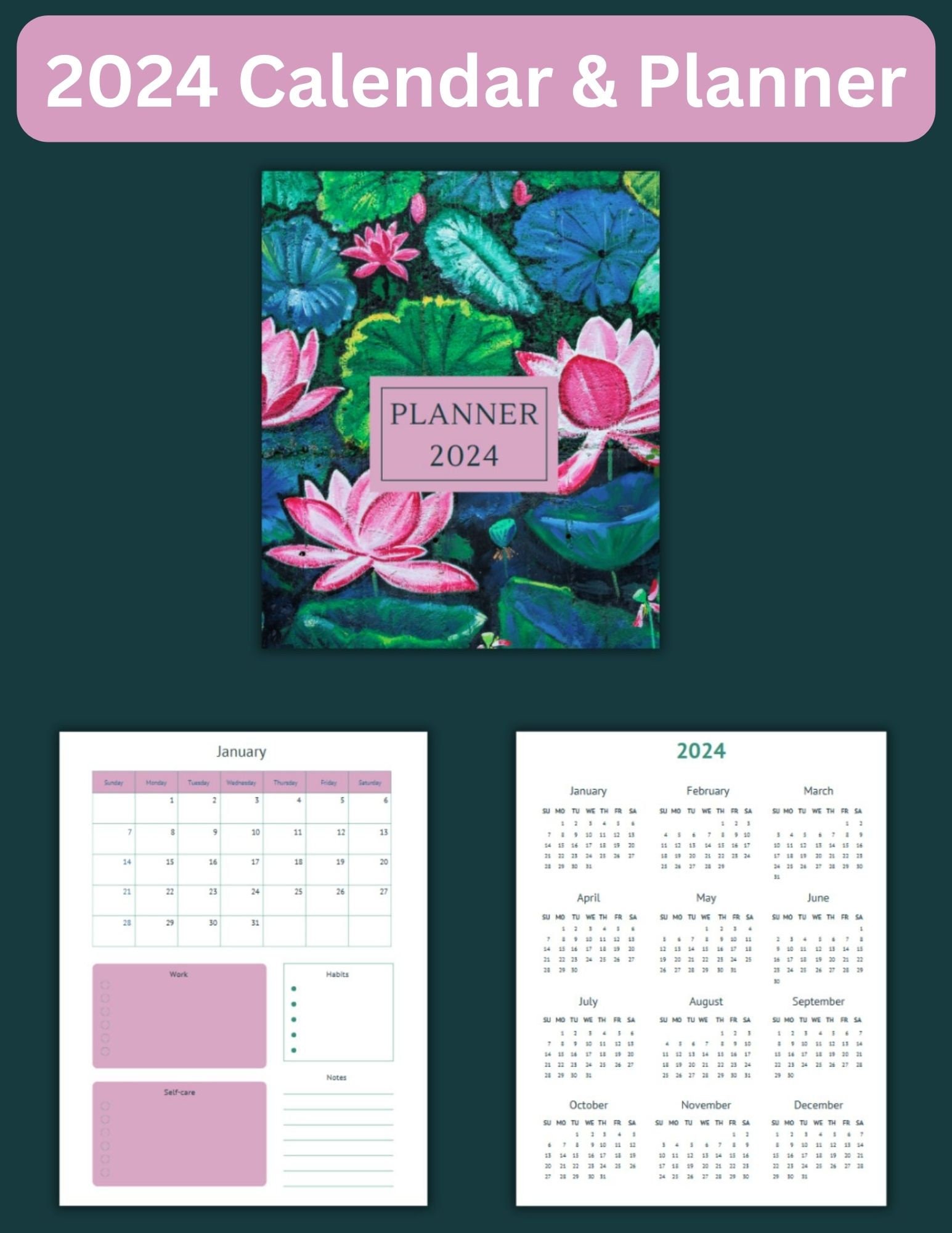 2024 Calendar & Planner (digital/ Printable ) - Etsy