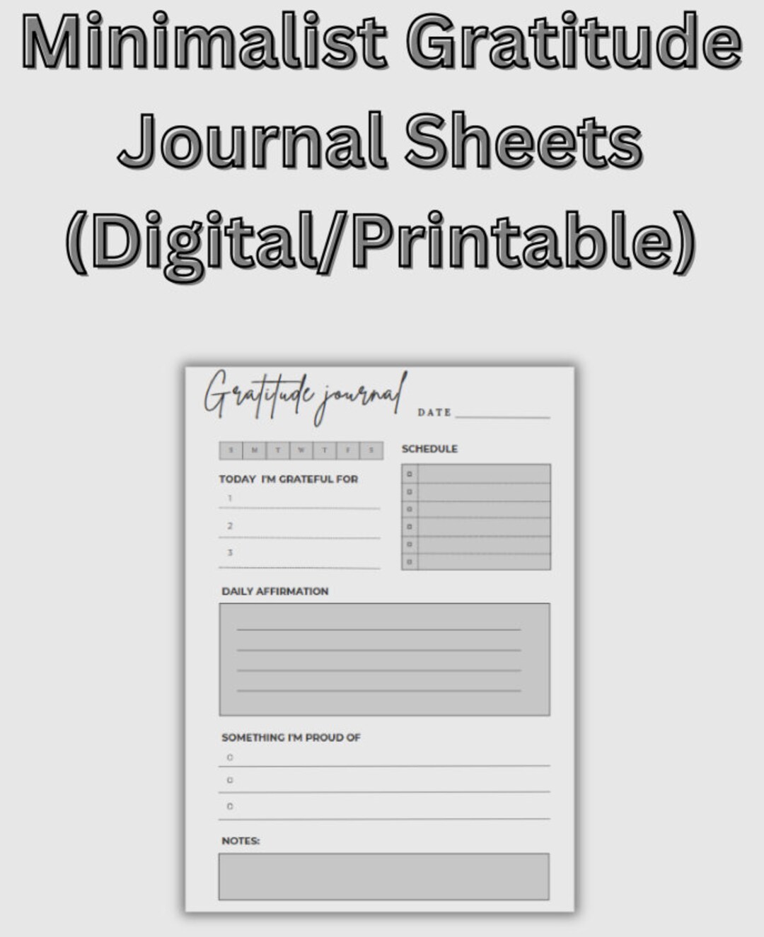 Minimalist Digital Printable Gratitude Journal - Etsy