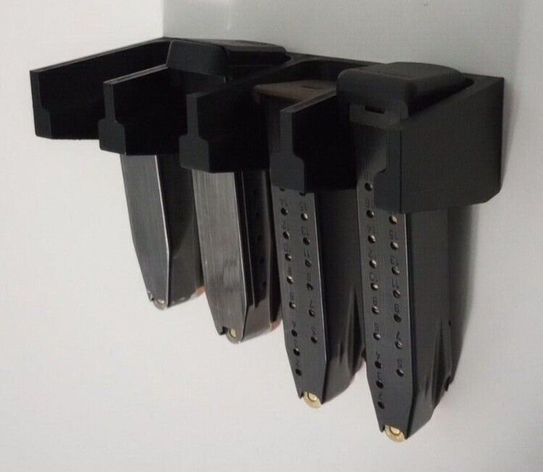 Wall Mount Rifle & Pistol Magazine Hanger Holder Rack Storage Organizer ...