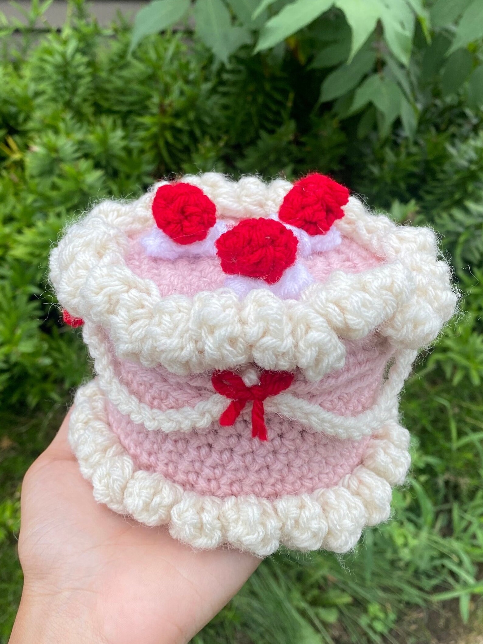 Strawberry Cherry French Vanilla Crochet Cake Box Handmade - Etsy