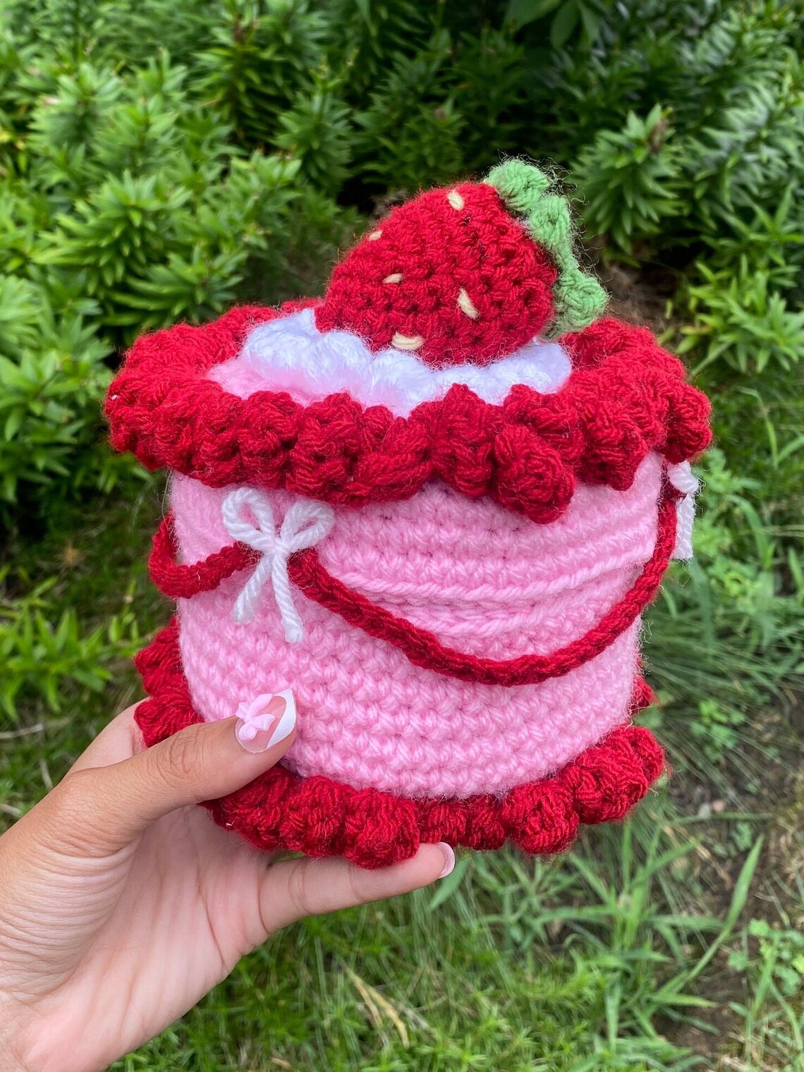 Strawberry Shortcake Crochet Cake Box Handmade - Etsy